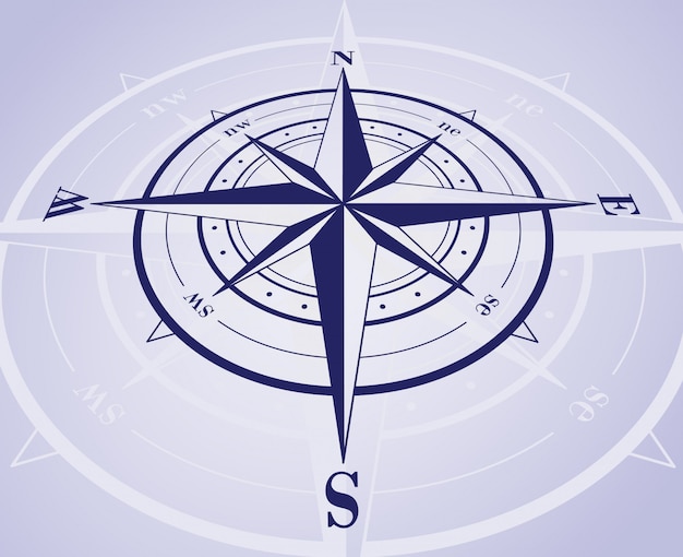 Elegant Navy Compass Rose Emblem on Soft Gray Background | Jiffy Designs