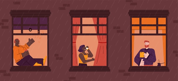 Cozy Neighborhood Scenes: Intimate Moments in Warm-Lit Windows | Jiffy ...
