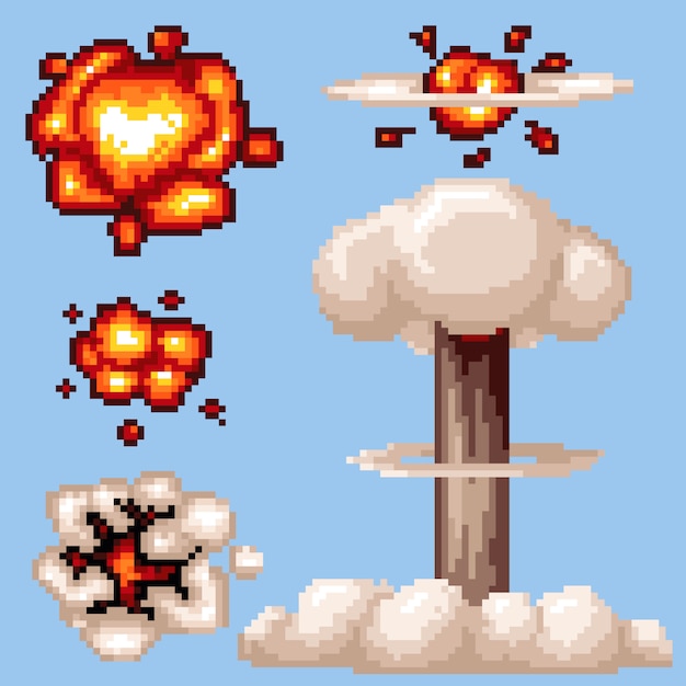 Vibrant Pixel Art Explosion Elements Collection | Jiffy Designs
