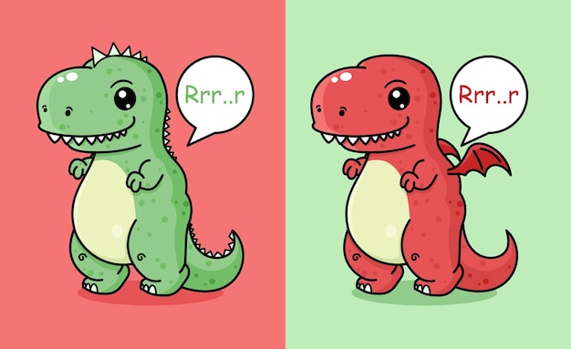 Cute Cartoon Dinosaurs Roaring Playfully | Jiffy Designs