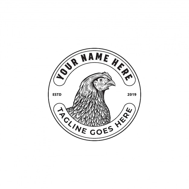 Vintage Chicken Logo with Established Year and Tagline | Jiffy Designs