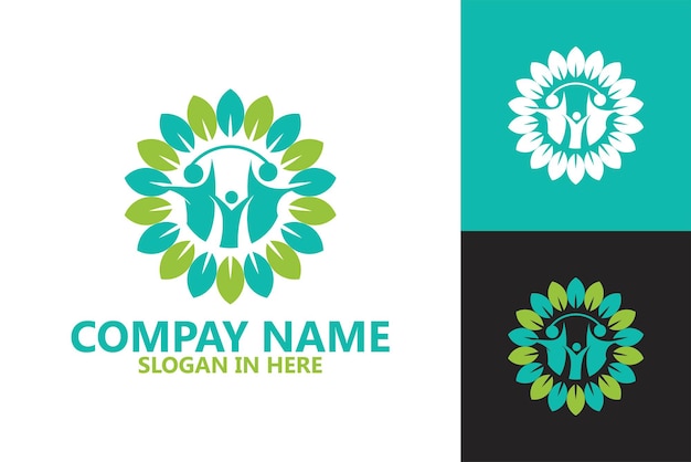 Vibrant Flower Logo with Stylized Human Figures | Jiffy Designs