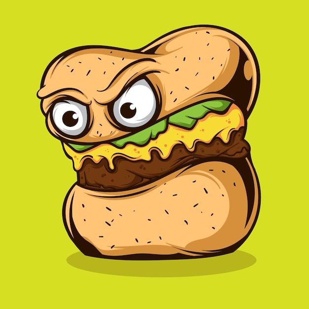Playful Cartoon Cheeseburger with Expressive Eyes | Jiffy Designs