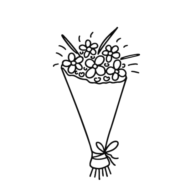 Whimsical Bouquet Line Art Illustration | Jiffy Designs