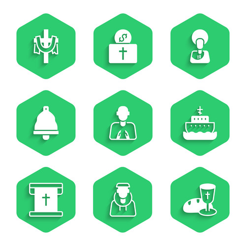 Set Hands In Praying Position Monk Goblet Bread Ark Of Noah Flag With ...