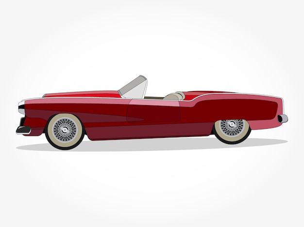 Classic Red Convertible Car Side View Illustration | Jiffy Designs