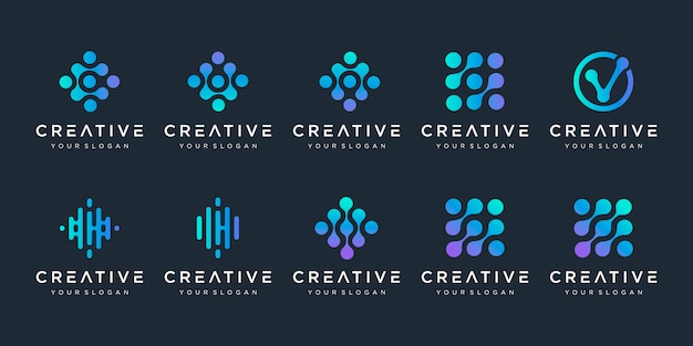 Vibrant Dot Cluster Logos with Dynamic Gradients and Minimalist Designs ...