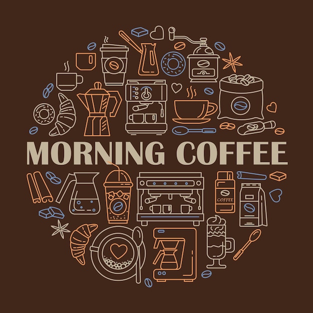 Vibrant Morning Coffee Essentials in Circular Design | Jiffy Designs