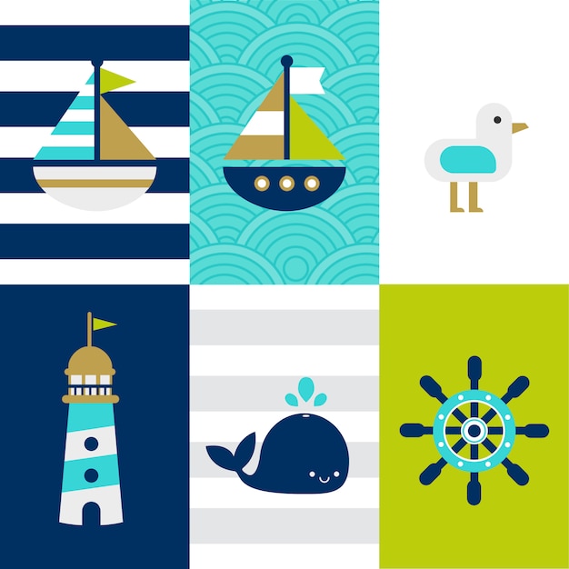 Charming Nautical Illustrations with Whimsical Shapes and Colors ...