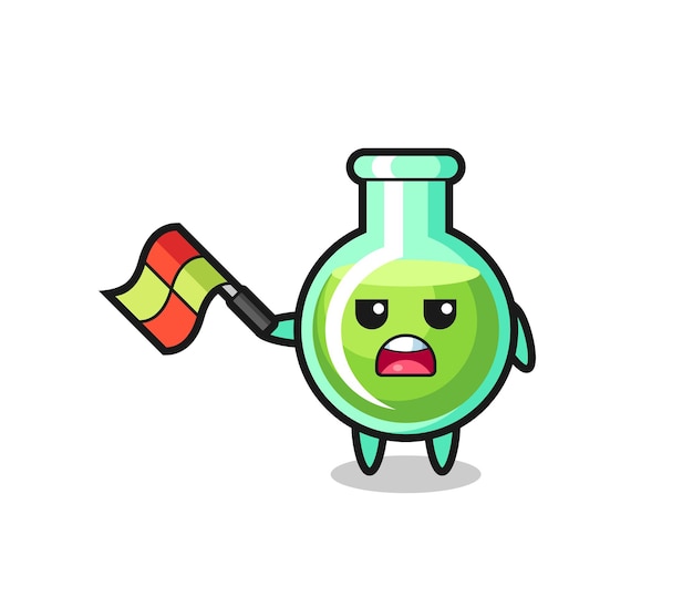 Adorable Science Lab Flask Mascot Waving Cartoon Flag | Jiffy Designs