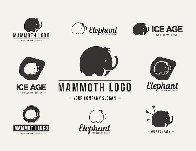Captivating Silhouettes of Prehistoric Pachyderms: Mammoth Logo Designs ...