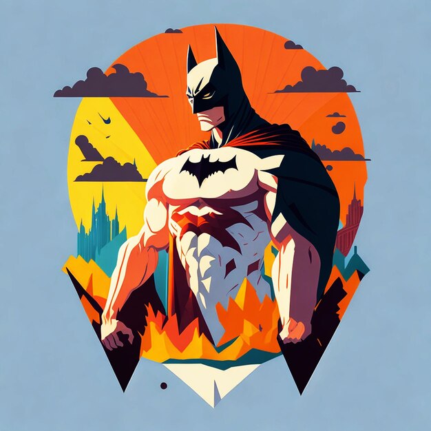 Heroic Silhouette: Batman's Iconic Stance Against the Fiery Sunset ...