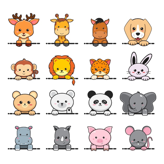Charming Collection of Cartoon Animal Icons for Creative Projects ...