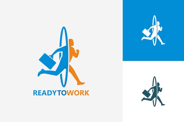 Vibrant Ready to Work Logo Design with Silhouetted Figures | Jiffy Designs