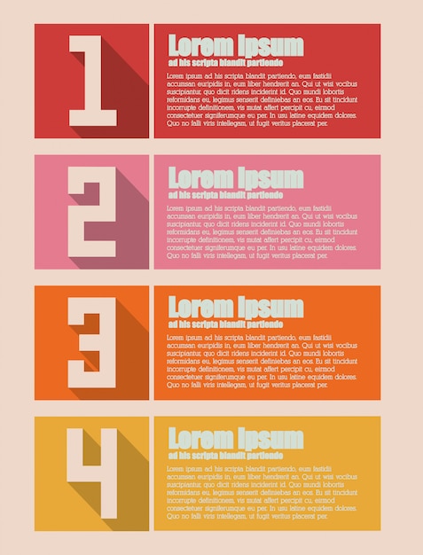 Vibrant Numbered Squares with Lorem Ipsum Text Placeholders | Jiffy Designs