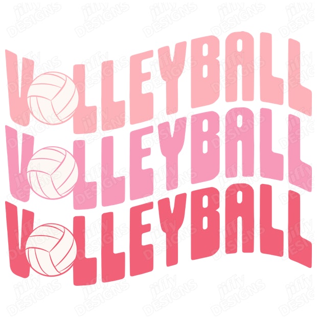 'Volleyball' Repeated in Pink Gradient with Stylized Ball Icons | Jiffy ...