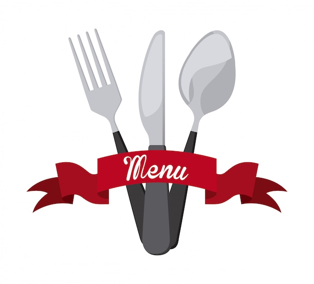Cutlery Set with Red Banner and 'Menu' Text | Jiffy Designs