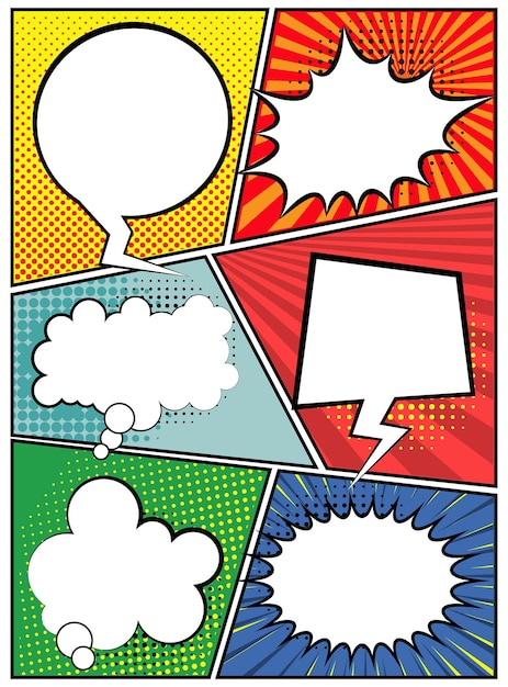Vibrant Comic Book Panels with Expressive Speech Bubbles | Jiffy Designs