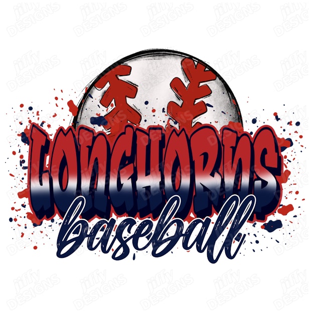 'Longhorns Baseball' Graffiti-Style Text with Splatter Effect and ...