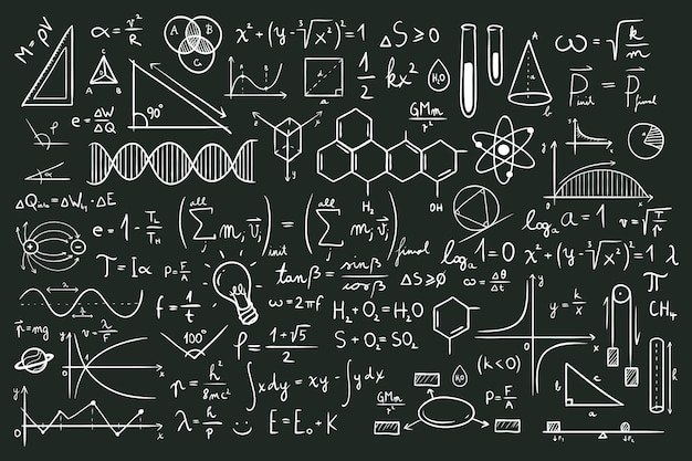 Comprehensive Scientific Symbols and Formulas on Chalkboard | Jiffy Designs