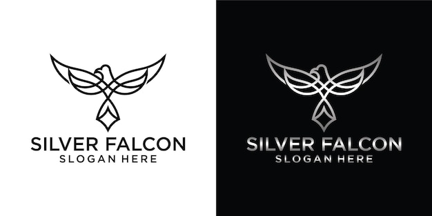 Majestic Silver Falcon Emblem with Intricate Wing Design | Jiffy Designs