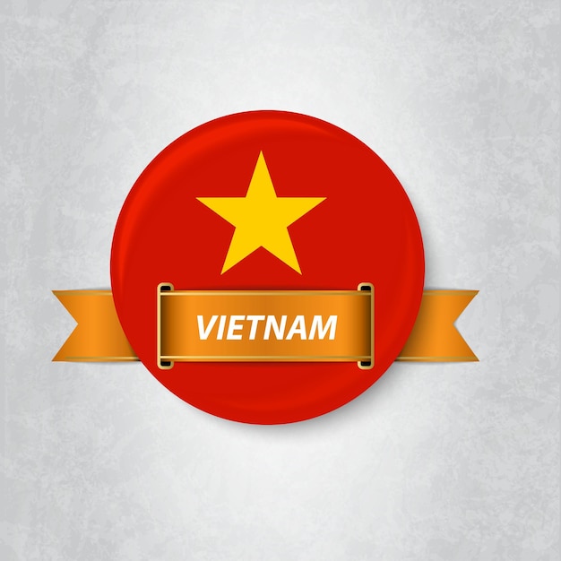 Vibrant Vietnamese Flag Emblem with Ribbon Banner | Jiffy Designs