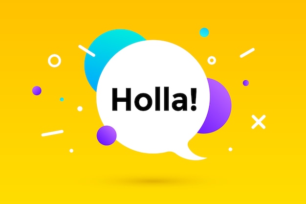 Vibrant Greeting: 'Holla!' Amid Playful Geometric Shapes | Jiffy Designs