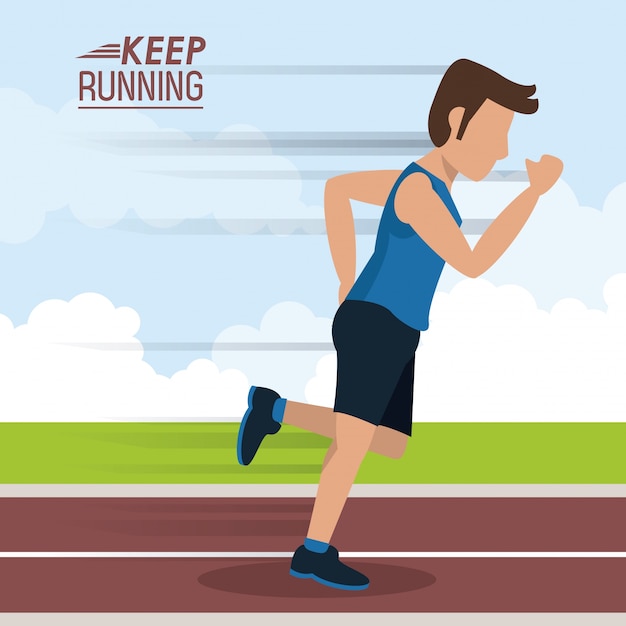 Determined Runner Sprints Forward on Track | Jiffy Designs