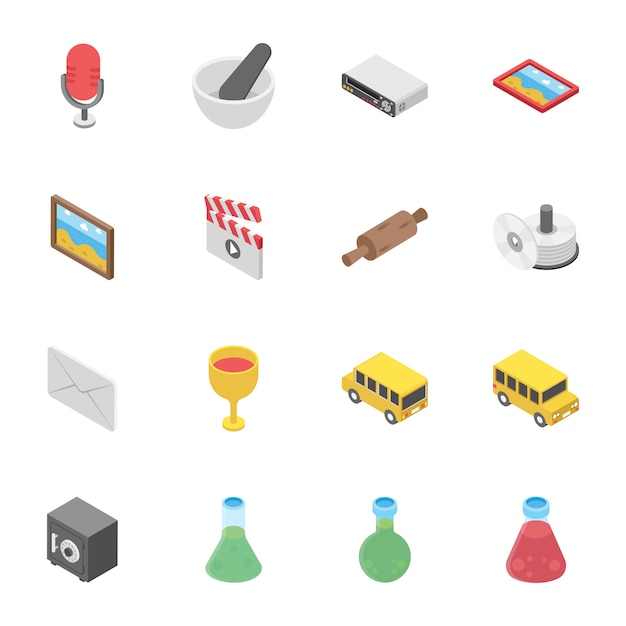 Diverse Collection of Vibrant Isometric Icons for Design | Jiffy Designs