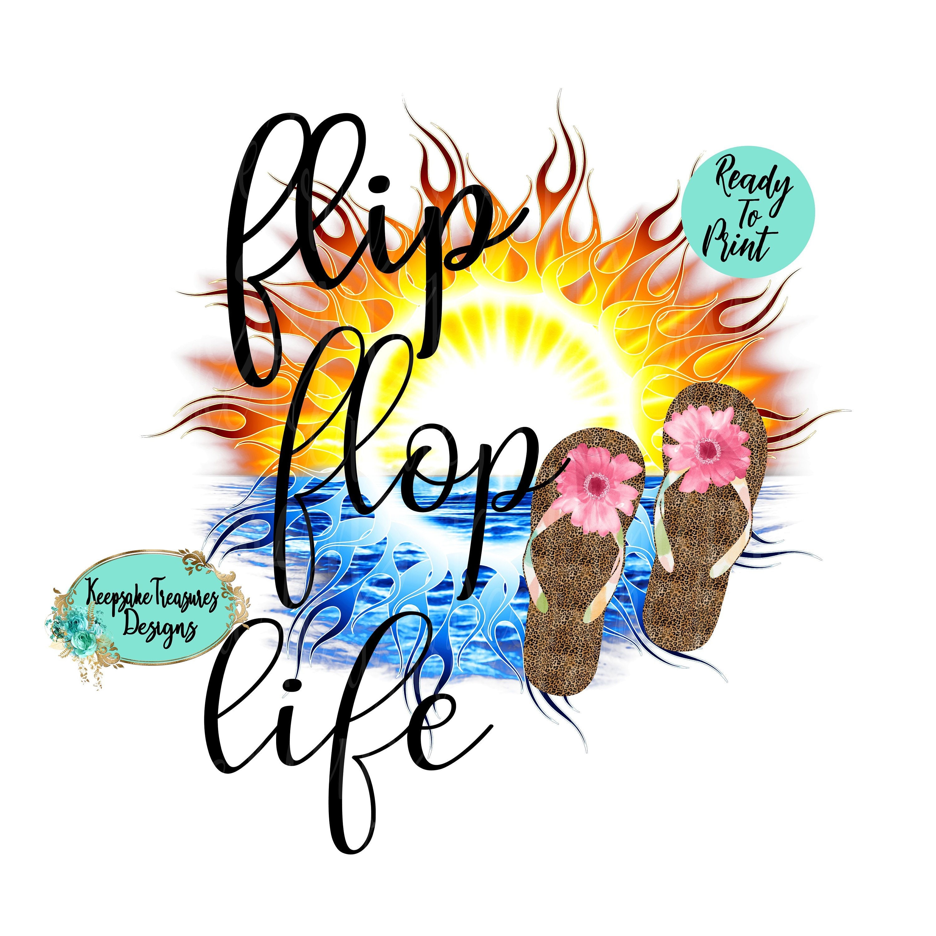 Flip Flop Life ~ Leopard Flip Flops ~ Beach Time ~ Sublimation Design ...