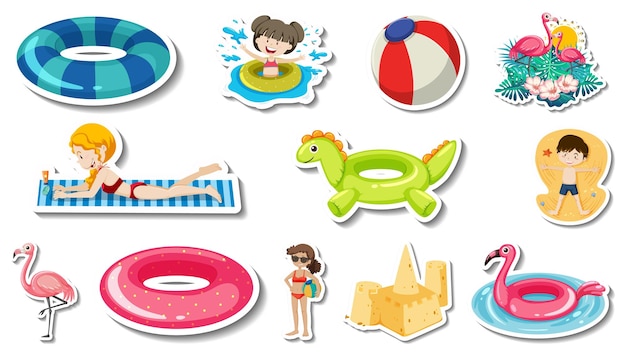 Vibrant Summer Pool Party Sticker Collection | Jiffy Designs