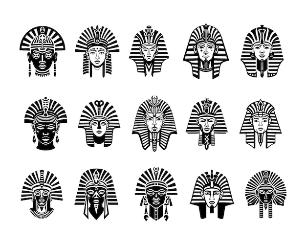 Iconic Pharaoh Silhouettes: Diverse Ancient Egyptian Ruler Profiles ...