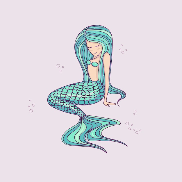 Enchanting Mermaid with Flowing Teal Locks and Shimmering Scales ...