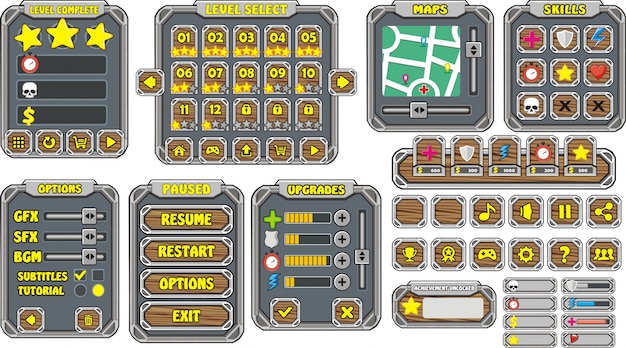 Comprehensive Collection of Retro Gaming User Interface Elements ...