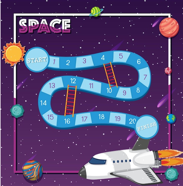 Vibrant Space-Themed Game Board with Playful Planets and Rocket | Jiffy ...