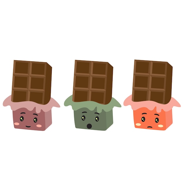 Delightful Chocolate Bar Trio with Expressive Faces | Jiffy Designs