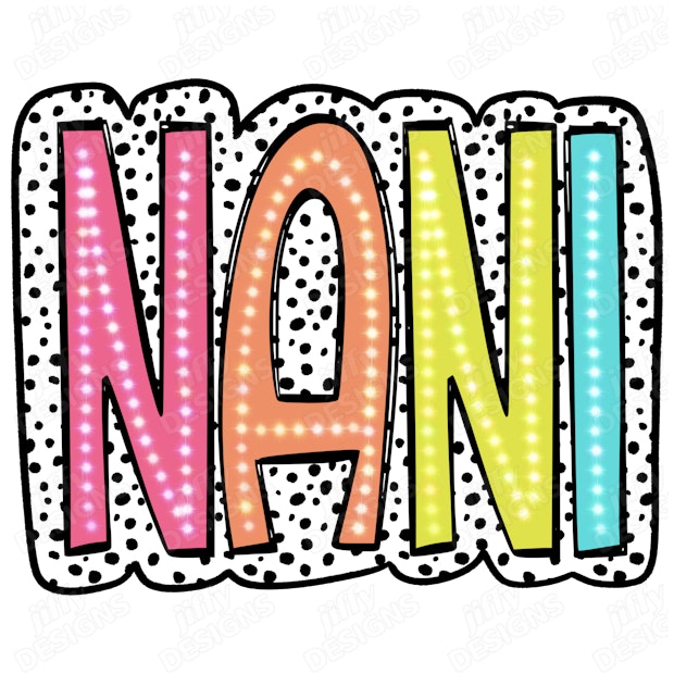 'Nani' Vibrant Polka-Dotted Letters with Playful Retro Flair | Jiffy ...