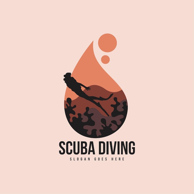 Captivating Scuba Diving Logo with Silhouetted Diver | Jiffy Designs
