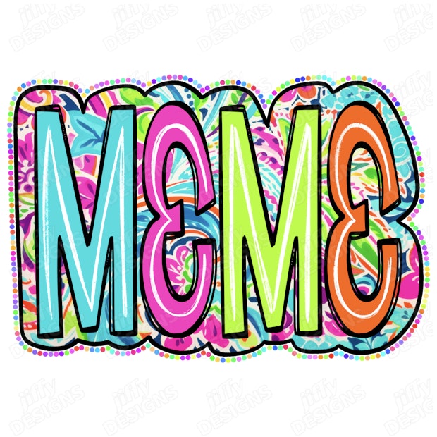 'Meme' Vibrant Floral-Filled Typography with Playful Outlines and ...