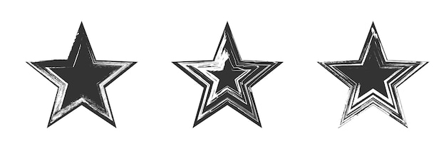 Gritty Monochrome Star Symbols with Rough Textured Edges | Jiffy Designs