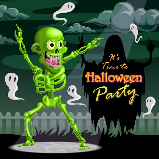 Spooky Green Monster Dancing at Halloween Party Scene | Jiffy Designs