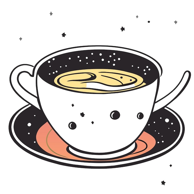 Whimsical Cosmic Coffee Cup Illustration | Jiffy Designs