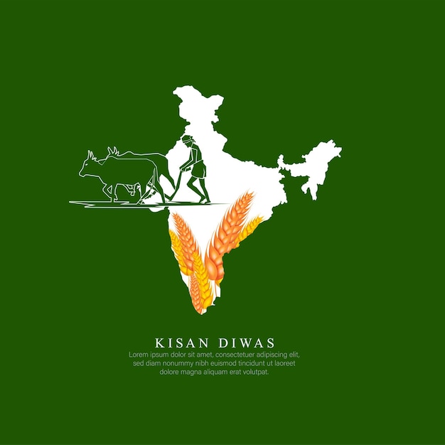 Vibrant Silhouette of Kisan Diwas on Green Background | Jiffy Designs