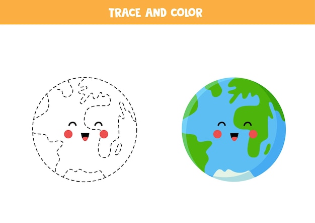 Adorable Illustrated Earth and Globe for Tracing and Coloring | Jiffy ...