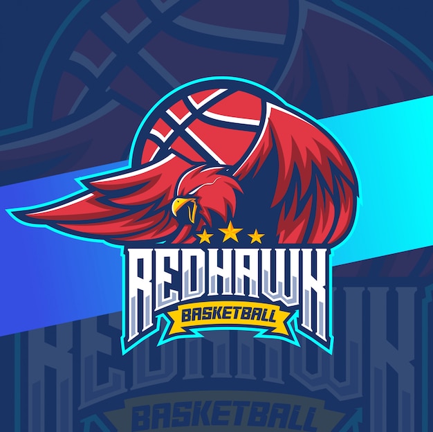 Fierce Red Hawk Mascot for Redshawk Basketball Team | Jiffy Designs
