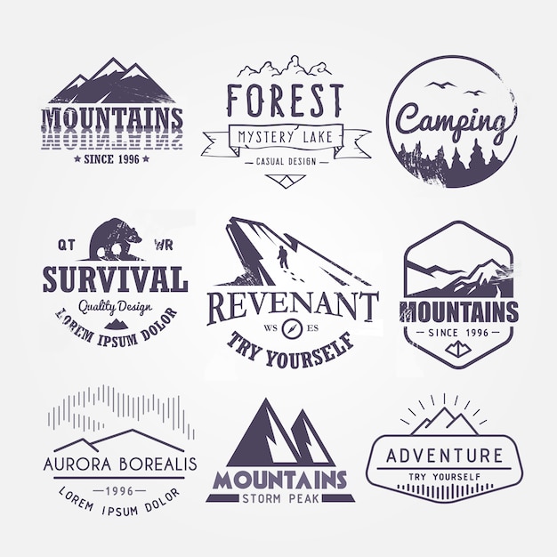 Vintage Mountain and Nature Inspired Emblem Collection | Jiffy Designs