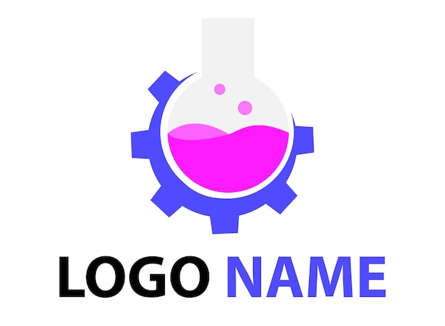 Vibrant Scientific Emblem with Glowing Laboratory Apparatus | Jiffy Designs