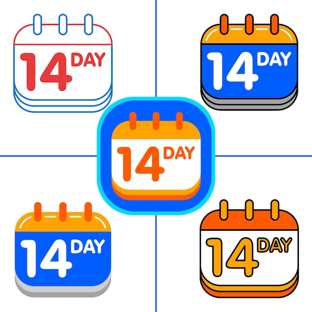 Vibrant Collection of 14-Day Calendar Icons | Jiffy Designs