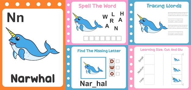 Adorable Narwhal - Educational Worksheet for Kids | Jiffy Designs
