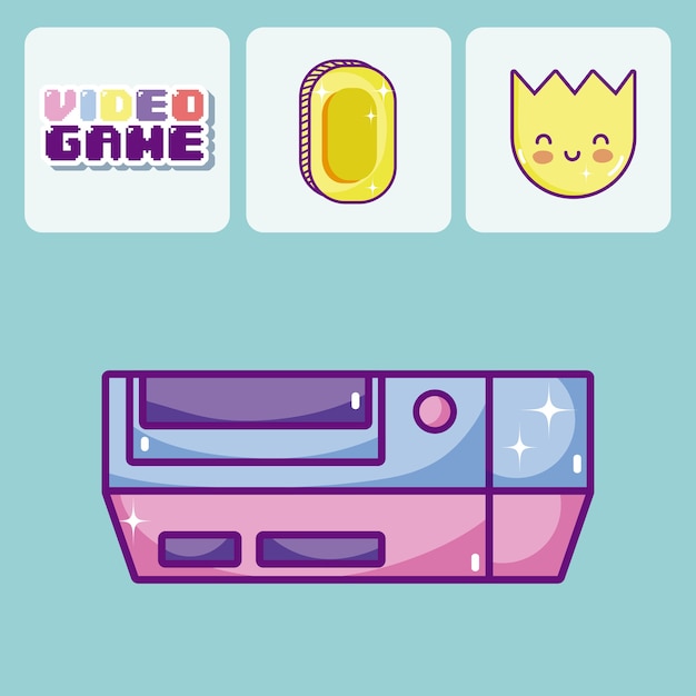 Vibrant Retro Video Game Console with Playful Symbols | Jiffy Designs